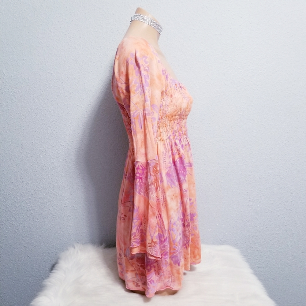 Vintage 2000's Y2k Hippie Boho Off Shoulder Print Dre… - Gem